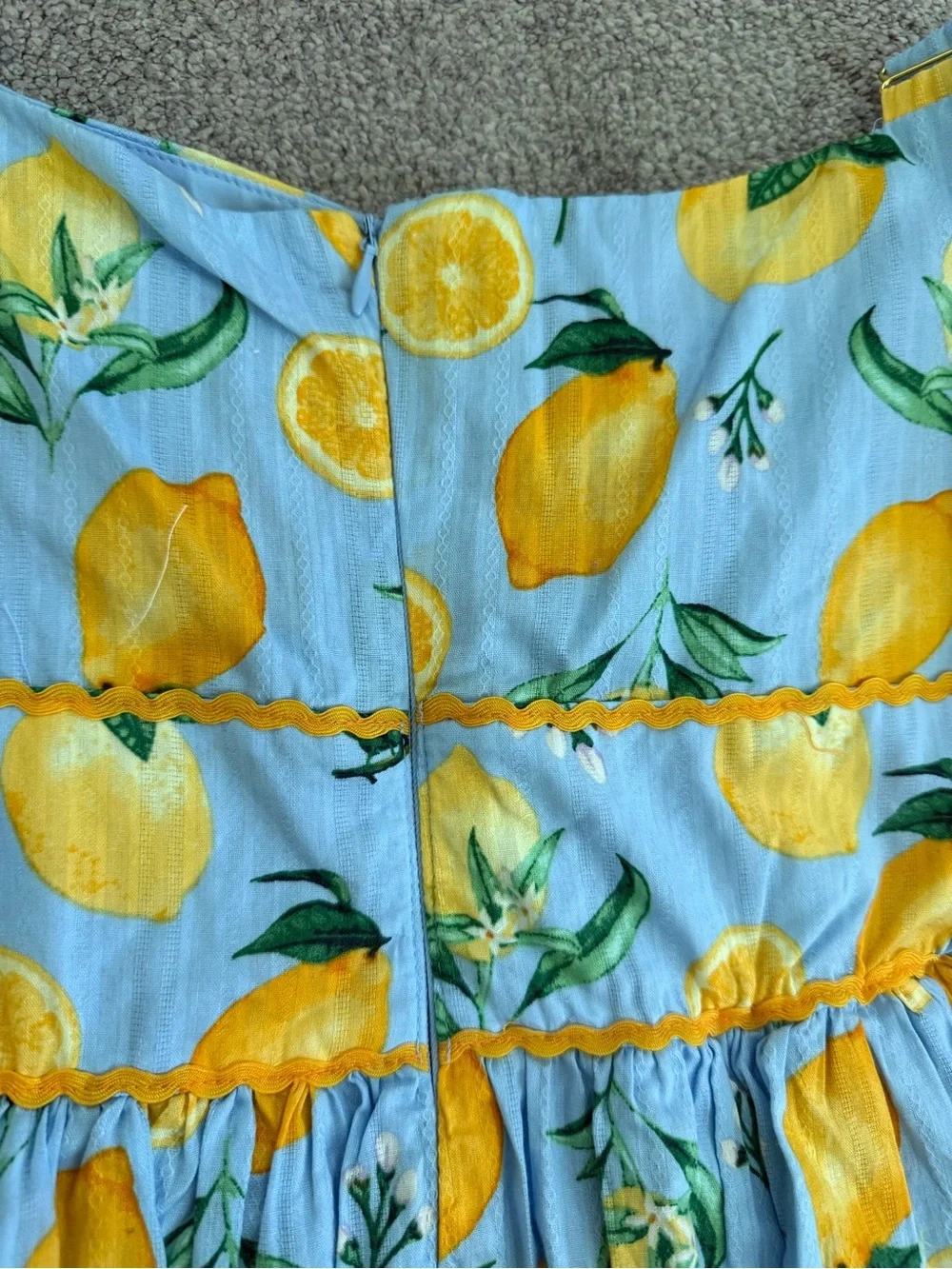 Maison Tara | Dresses | Maison Tara Light Blue Lemonprint Maxi Dress ...